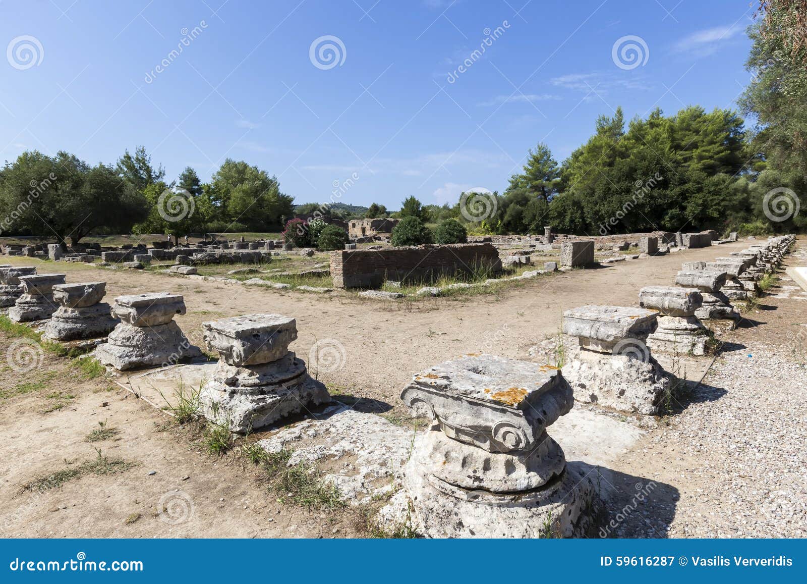 Remains of a Corinthian Column in Olympia, Greece Stock Image - Image ...