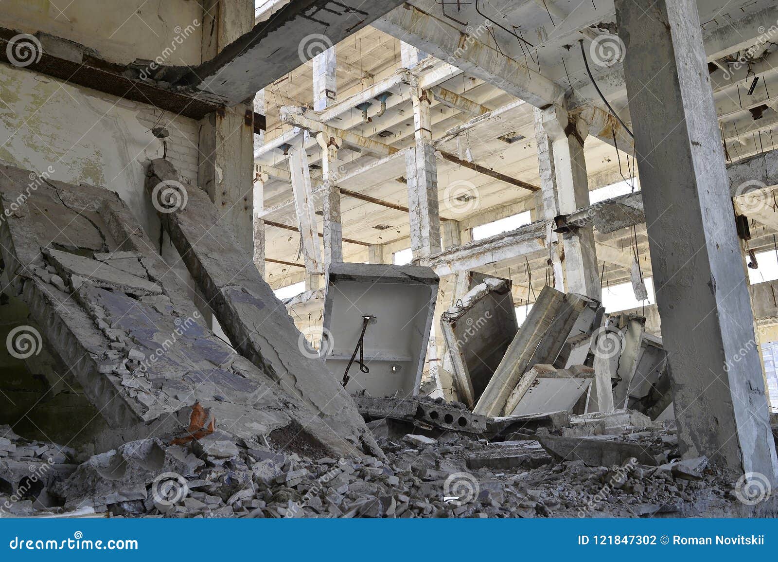 The Remains of the Destroyed Building of a Large Industrial Facility ...