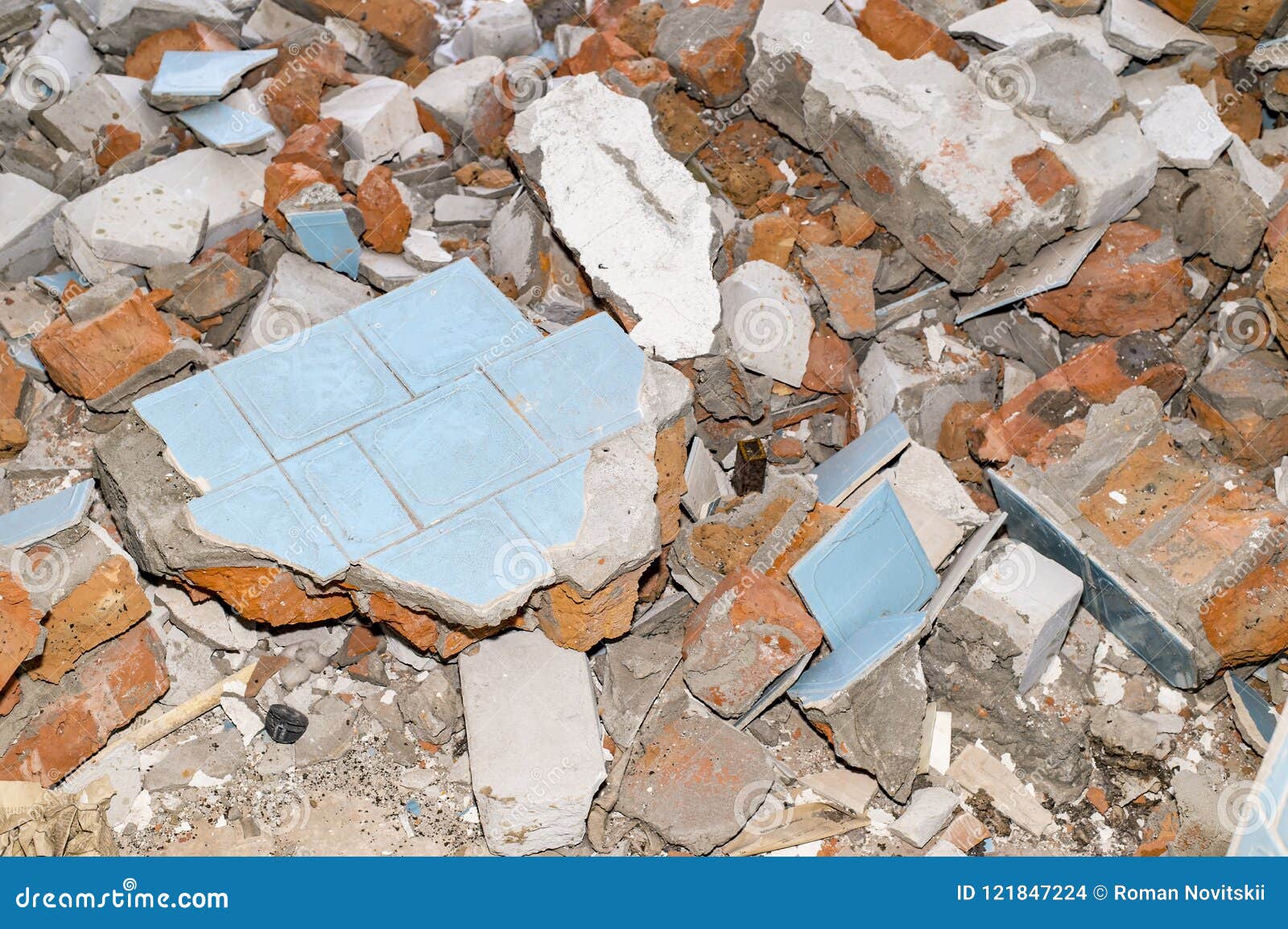 Remains of the Destroyed Wall in the Form of Stones, Bricks,tiles ...