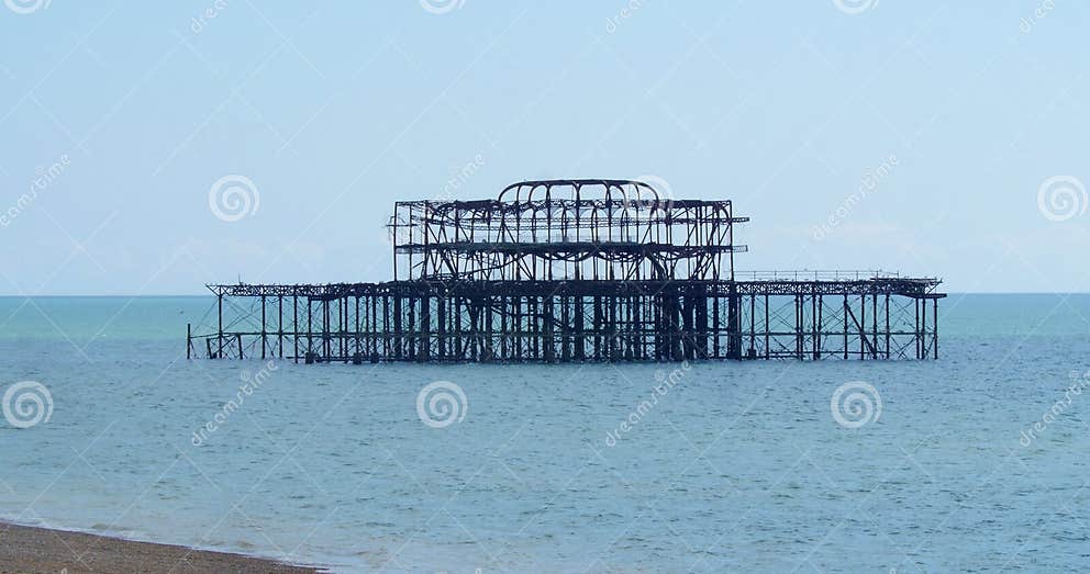 The Remains of the Destroyed West Pier in Brighton Stock Photo - Image ...