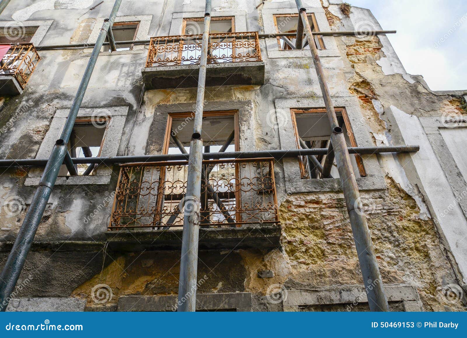Remains of Facade of Old Building Stock Image - Image of renovation ...