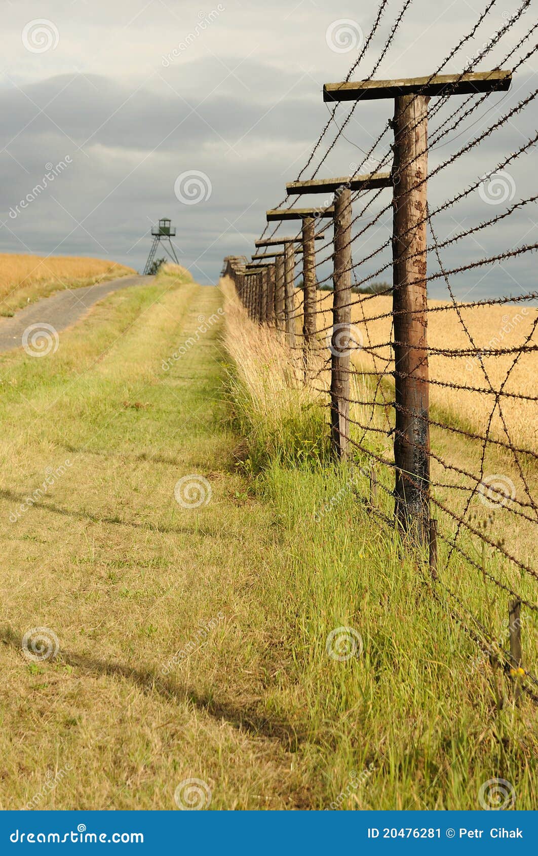 Iron Curtain And Watchtower With Patrol Road In Former Czechoslovakia ...