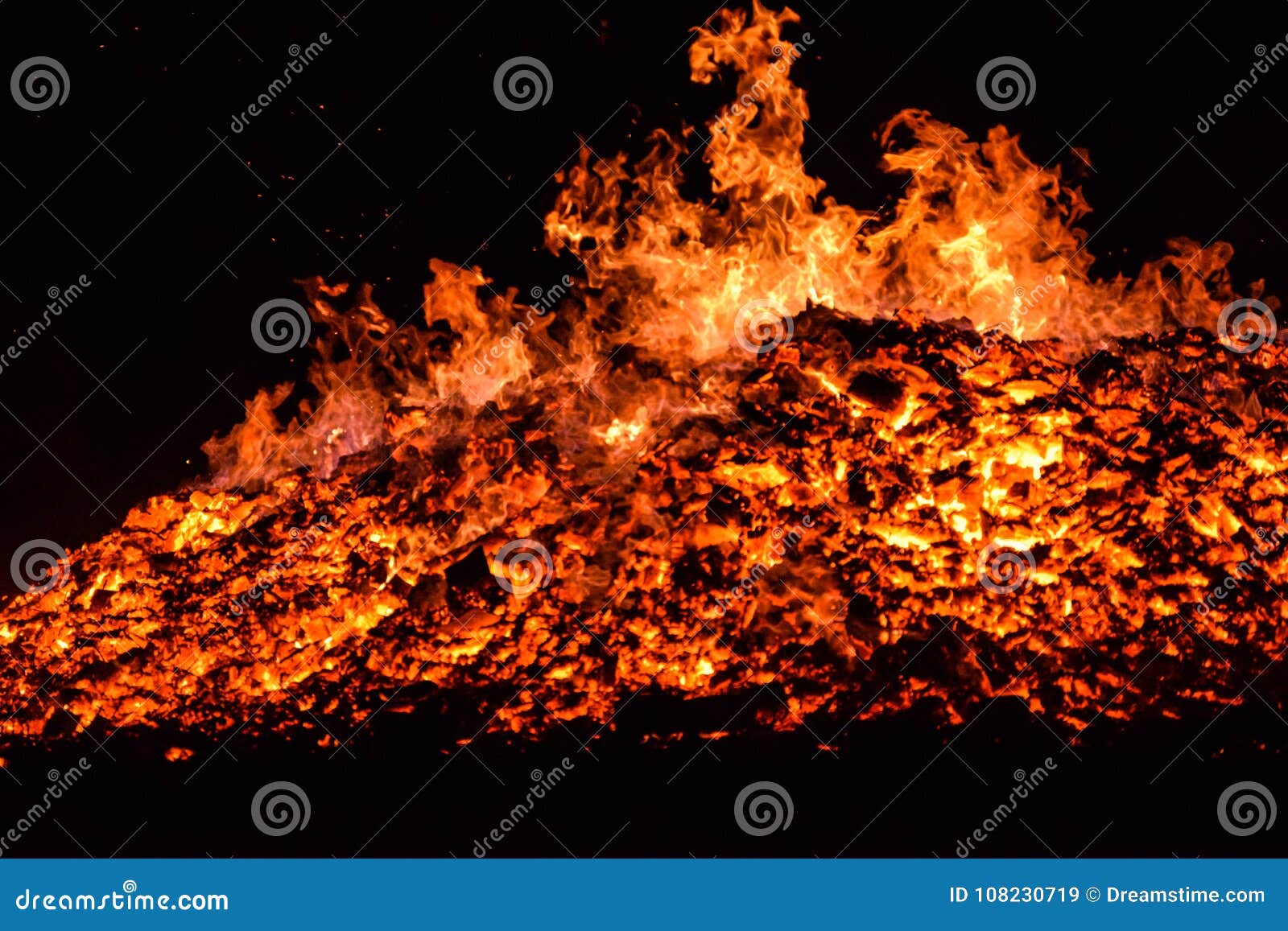 Huge Bonfire stock image. Image of night, embers, warm - 108230719