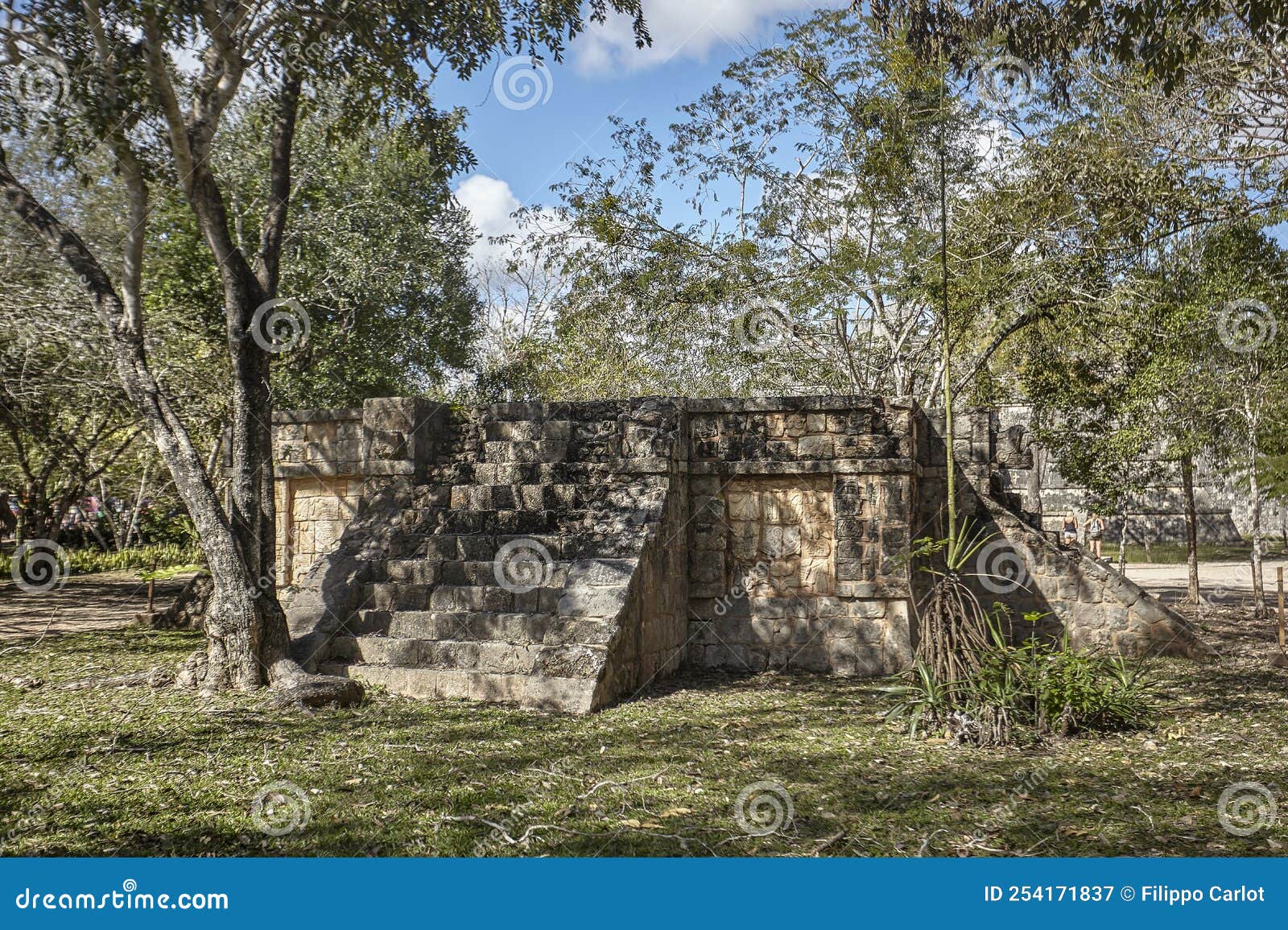 Remains of a Mayan Building with Stairway Stock Image - Image of ...