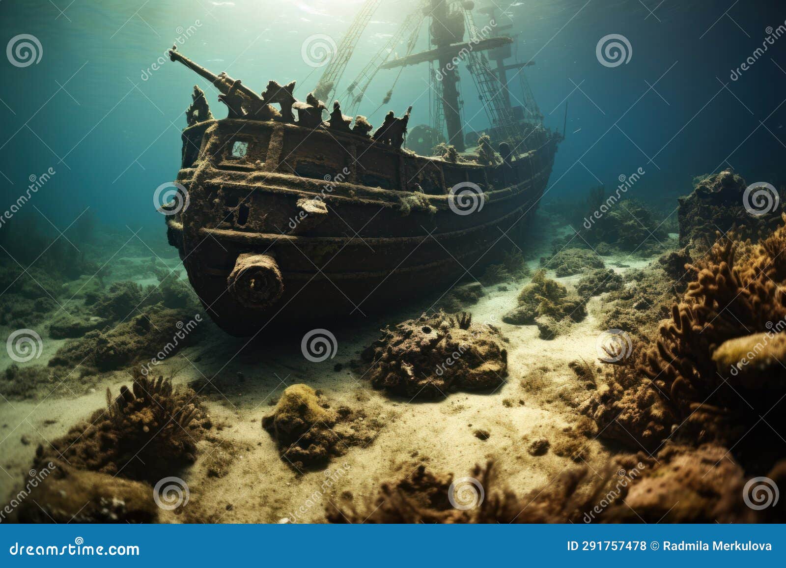 Remains of a Shipwreck on the Ocean Floor Stock Photo - Image of marine ...