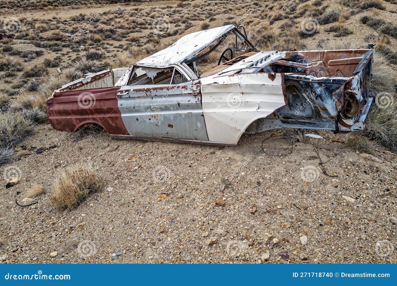 The Remains of a Smashed Car Abandoned in the Desert of Nevada, USA ...