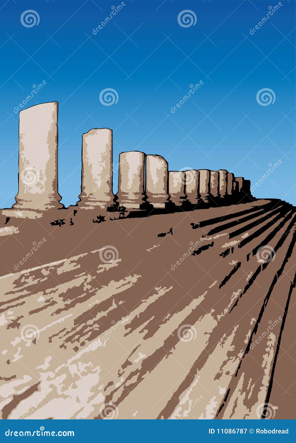 Remains of a Temple (vector) Stock Vector - Illustration of temple ...