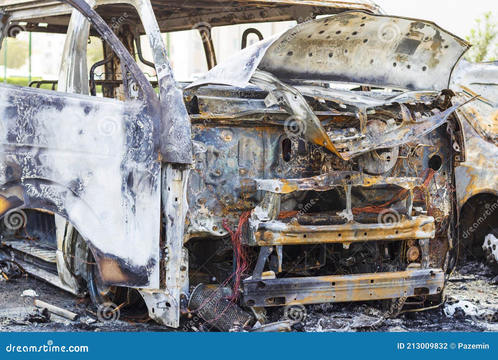 Remains of a Van Destroyed by Fire Accident Stock Photo - Image of ...
