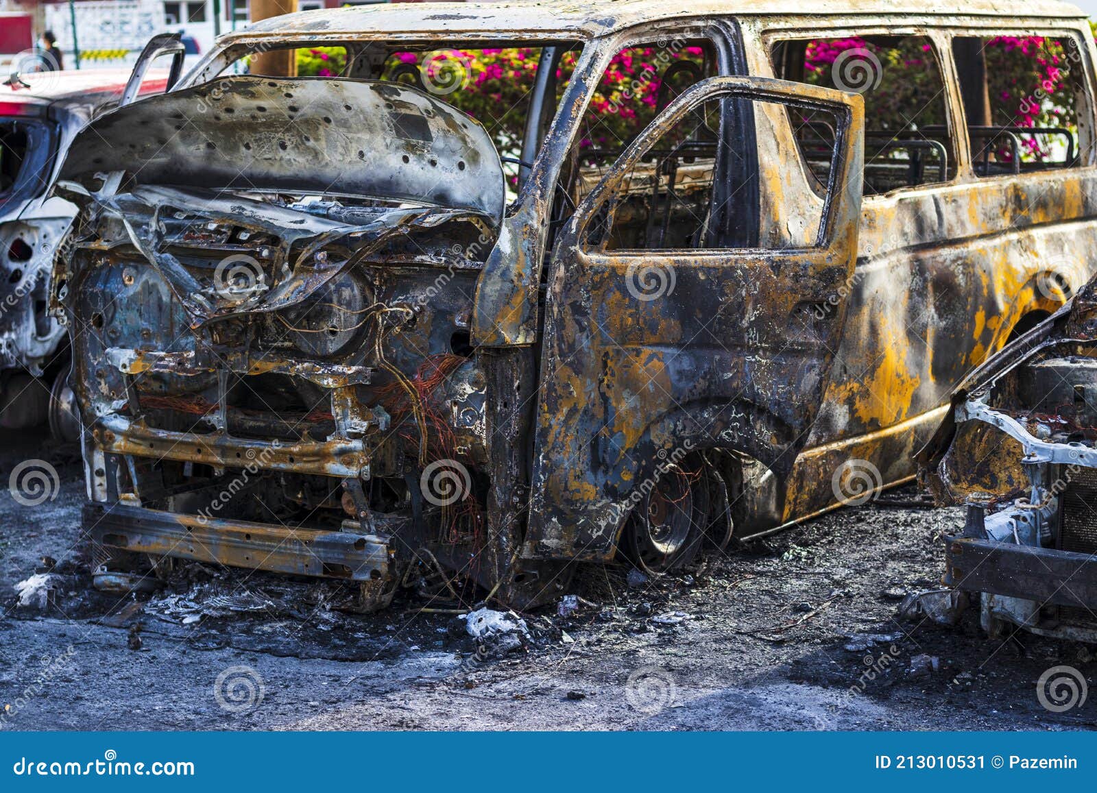 Remains of a Van Destroyed by Fire Accident Stock Image - Image of ...