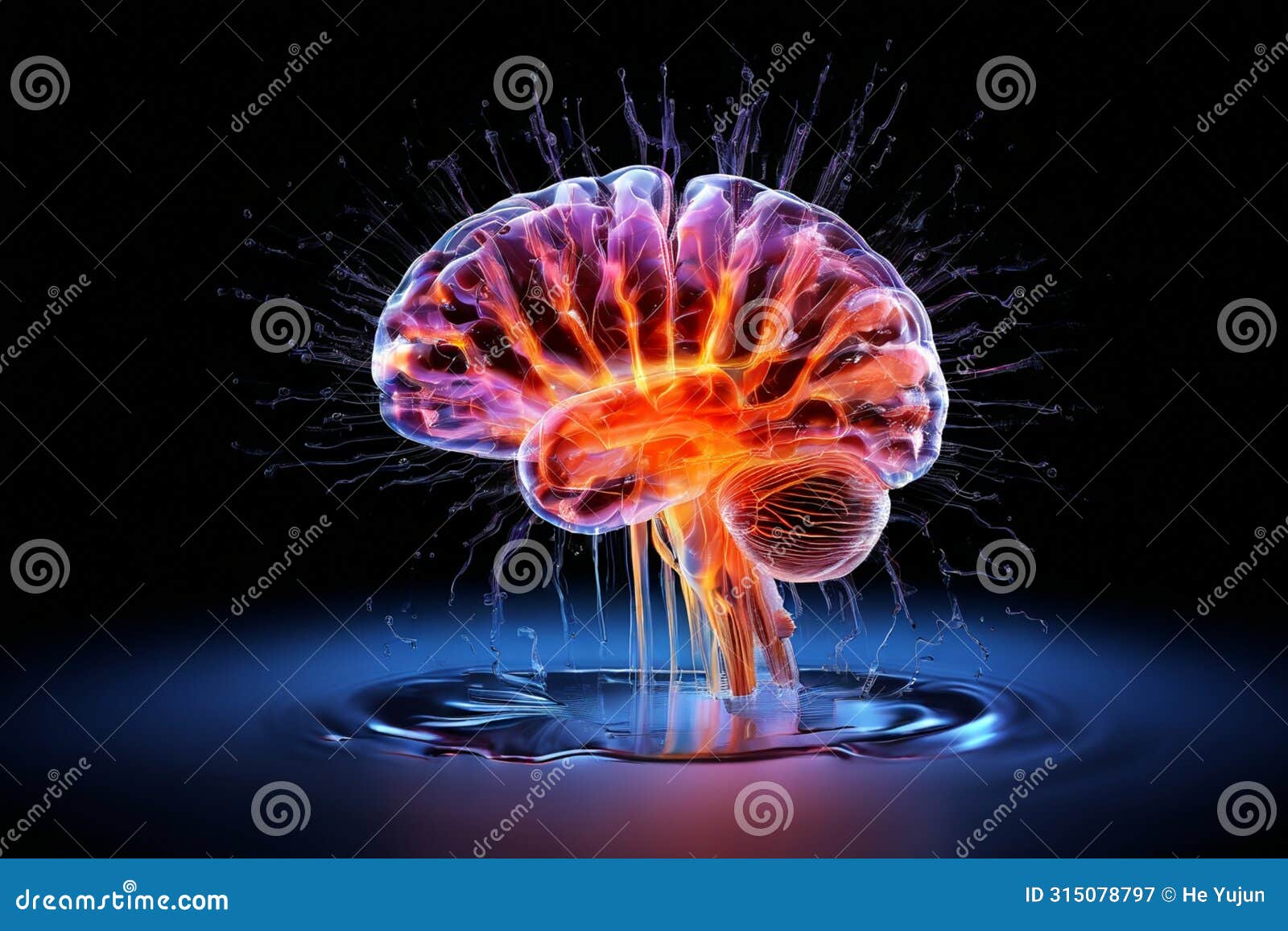 Creative 3D Illustration of the Human Brain for Thinking Concept Stock ...