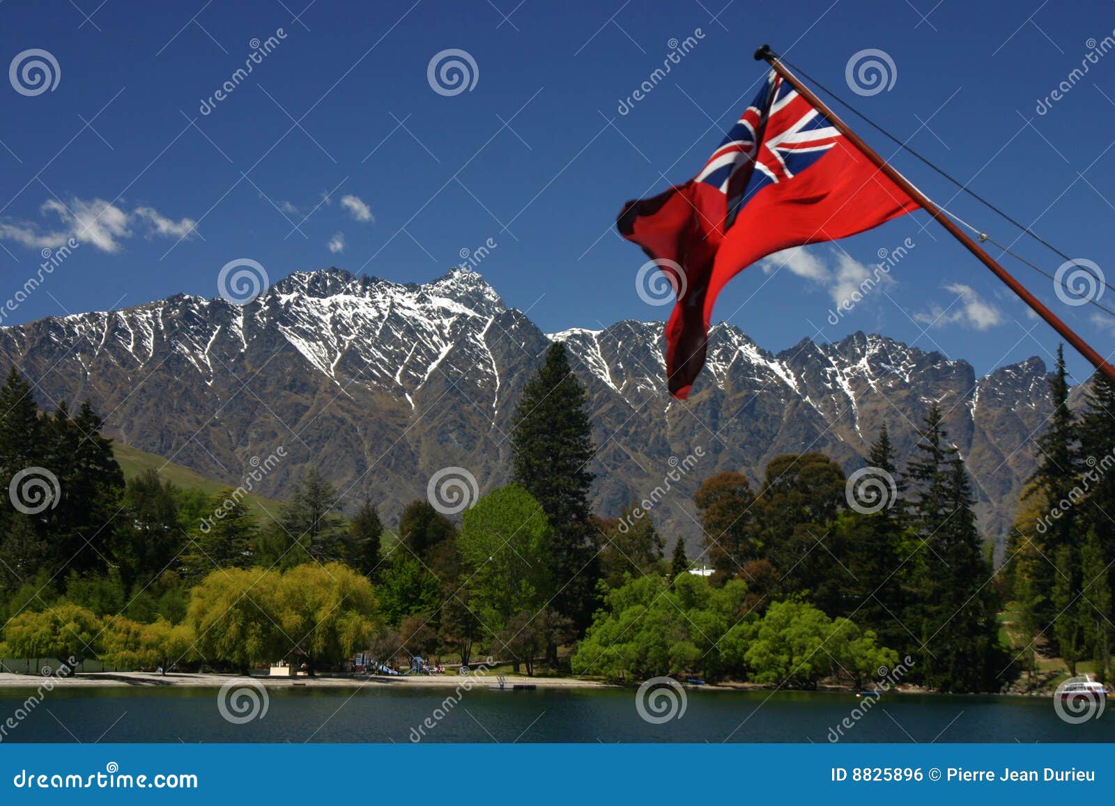 Remarkables Mountains and Flag Stock Photo - Image of south, queenstown ...