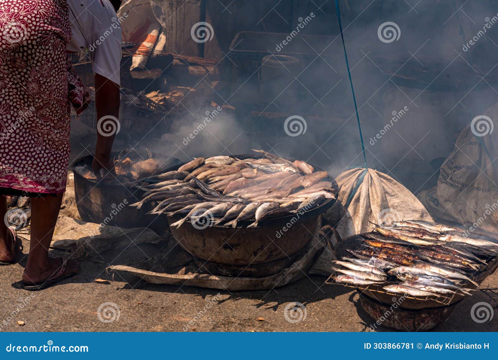A View of the Fish Smoking Process Stock Image - Image of fire ...