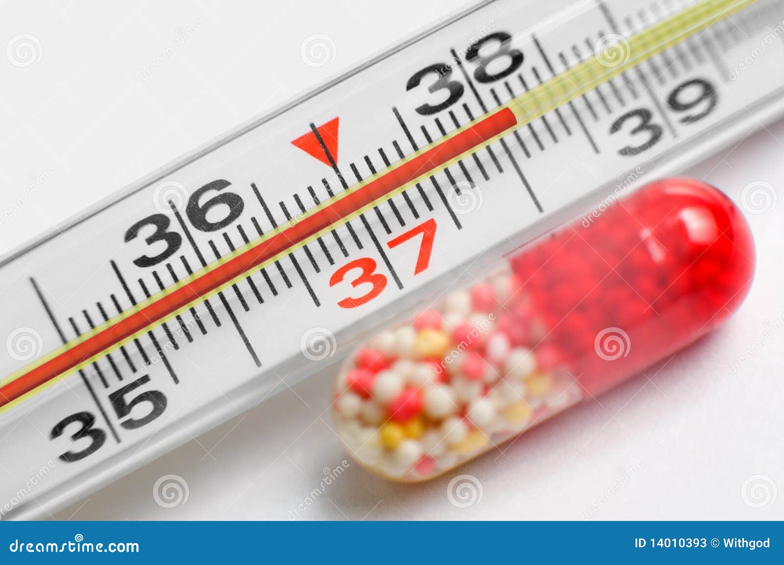 Remedy for High Temperature Stock Image - Image of glass, pill: 14010393
