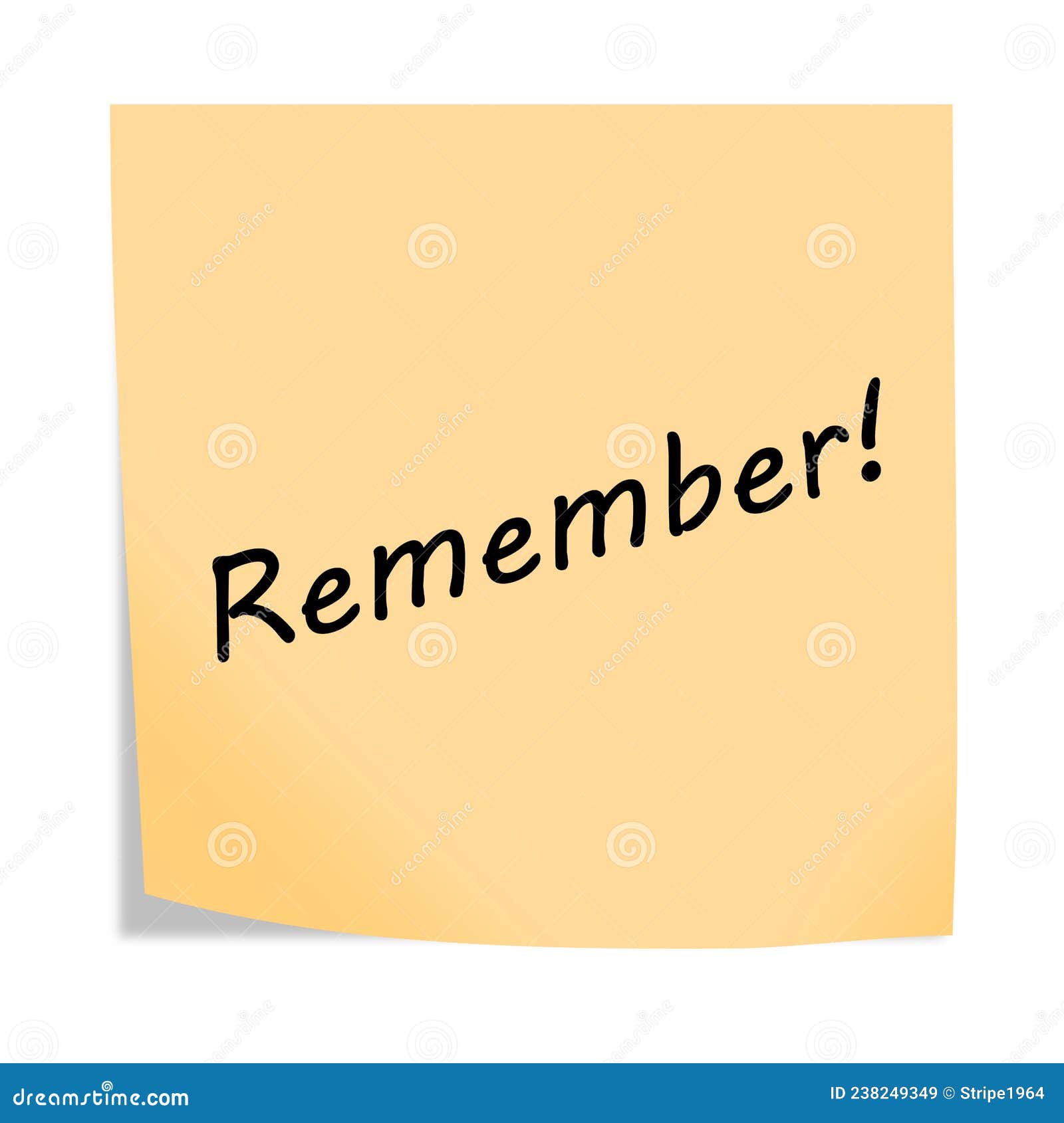 Remember 3d Illustration Post Note Reminder on White with Clipping Path ...