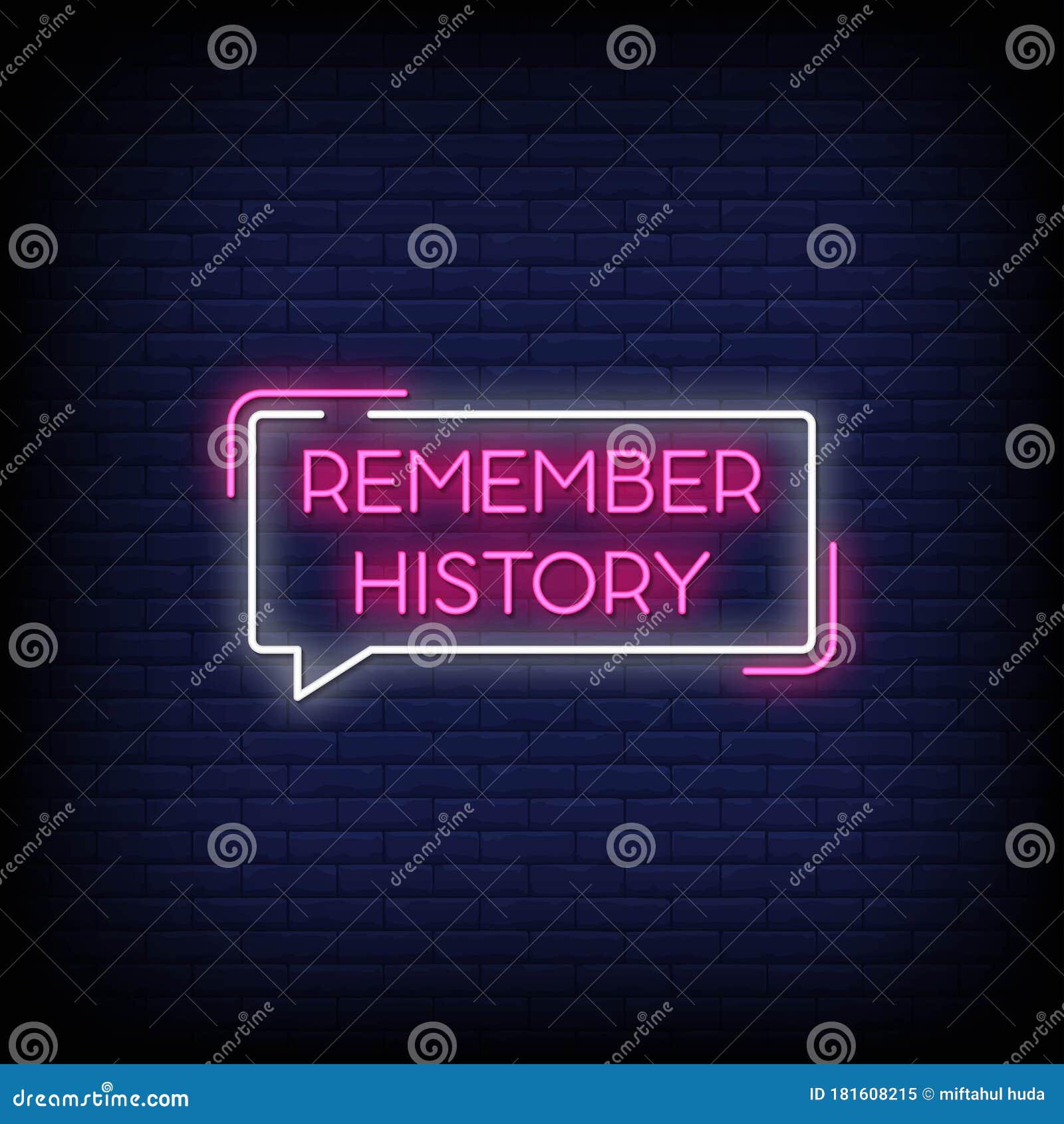 Remember History Neon Signs Style Text Vector Stock Vector ...