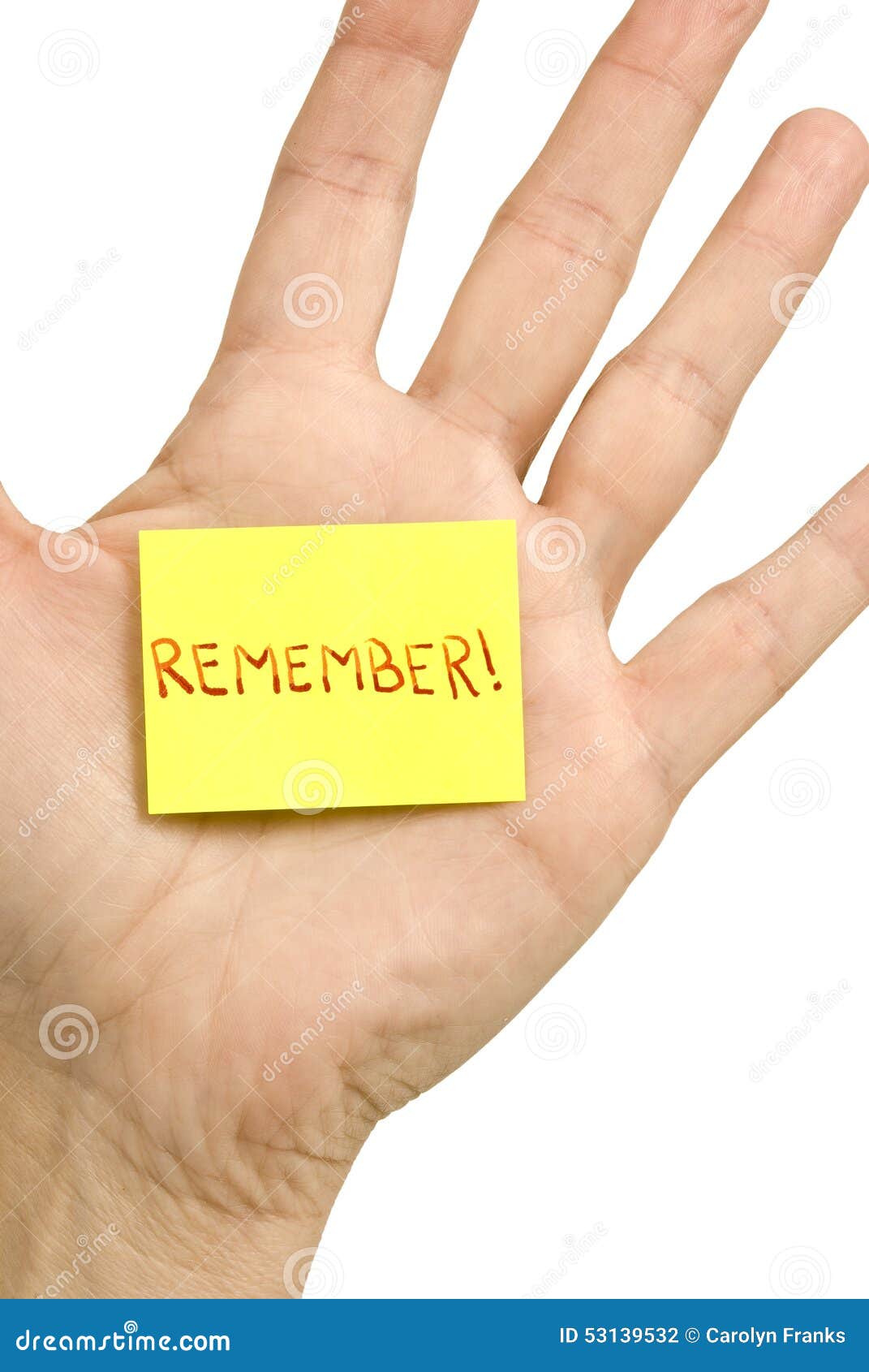 Remember Note stock photo. Image of reminder, palm, note - 53139532