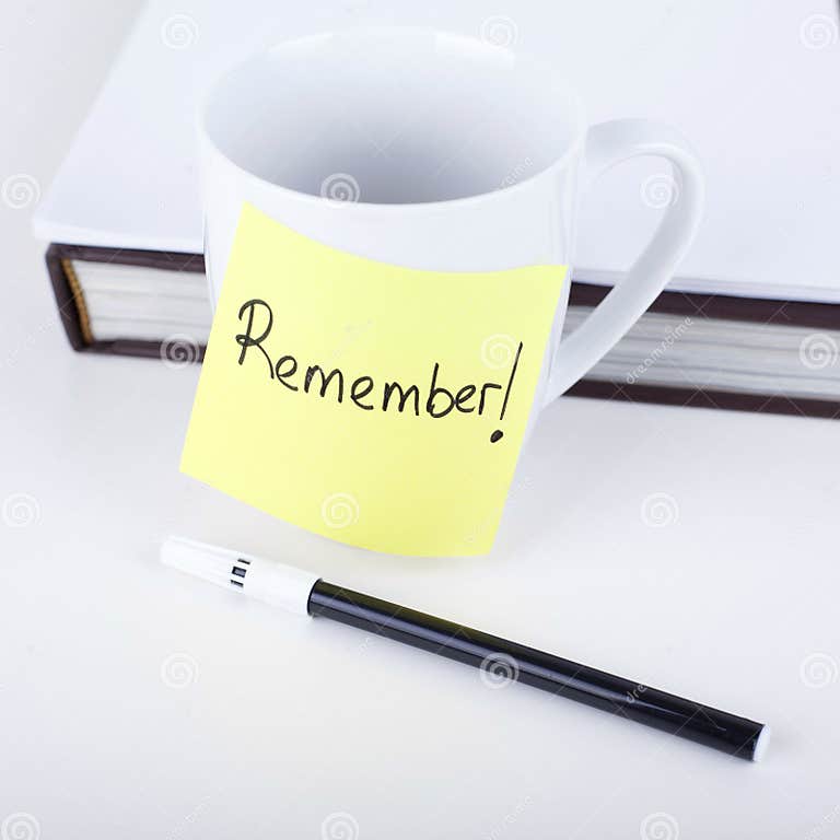 REMEMBER NOTE stock photo. Image of coffee, copyspace - 42744516