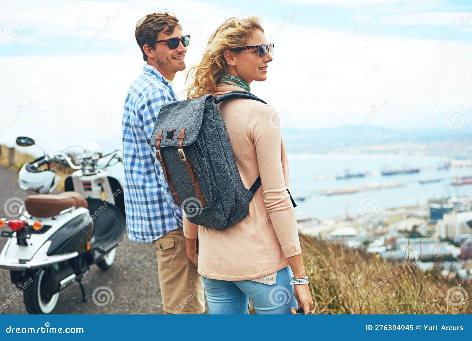 Remember To Explore. a Young Couple Enjoying a Day Outdoors. Stock ...