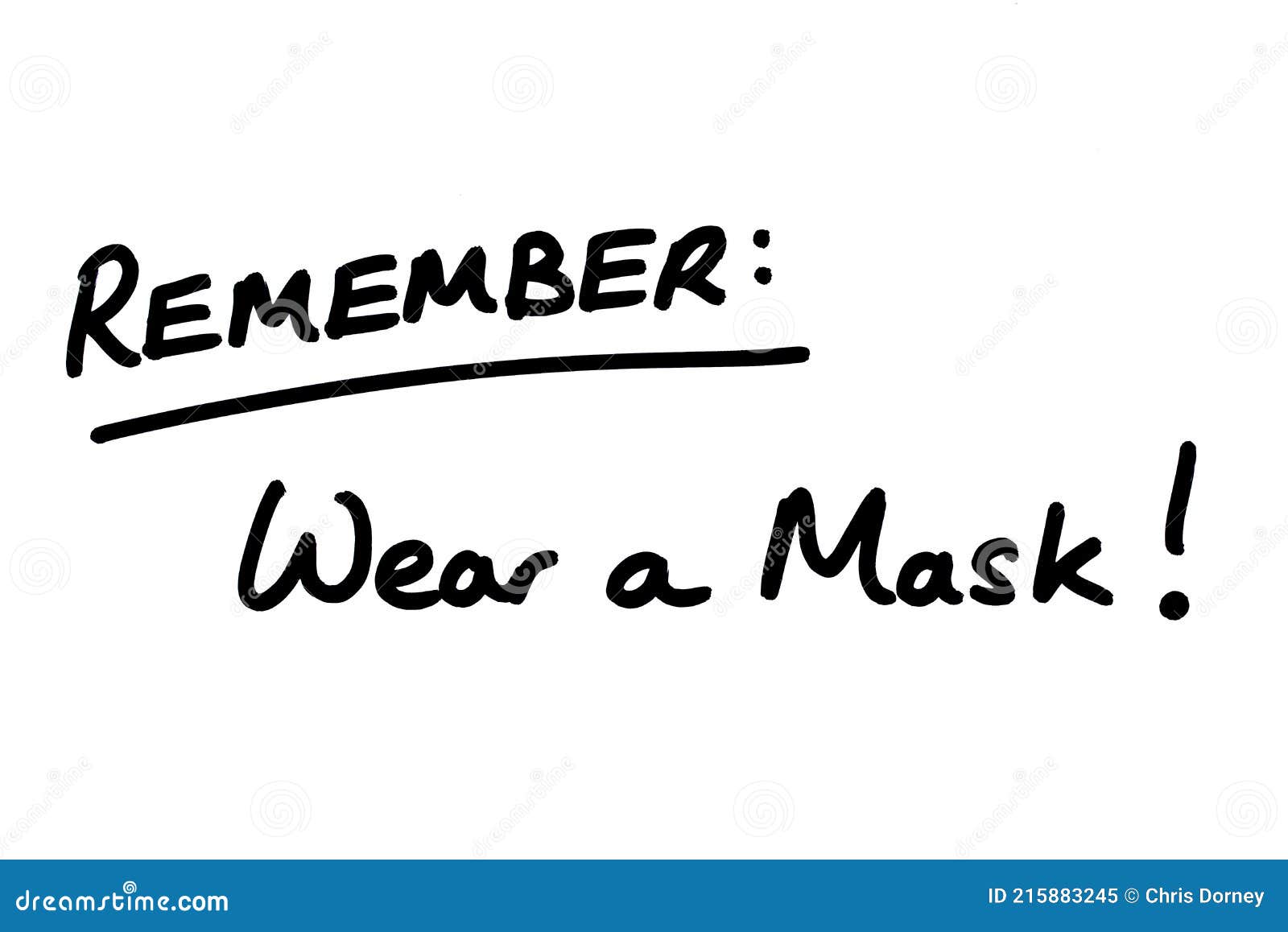 Remember - Wear a Mask stock illustration. Illustration of mask - 215883245