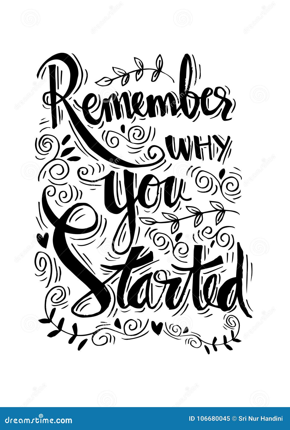 Remember Why You Started Hand Written Lettering. Vector Illustration ...