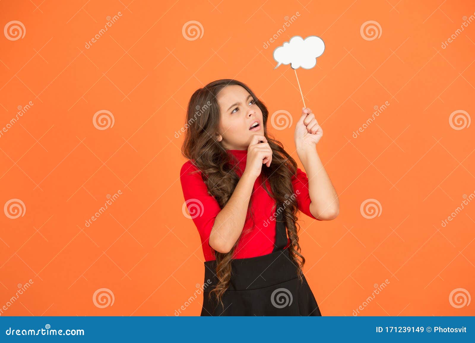 Remembering. Childhood Memories. Speech Bubble. Girl Hold Empty Speech ...