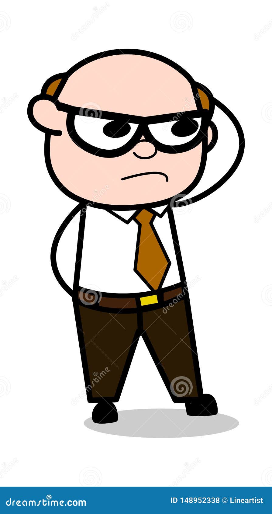 Remembering - Retro Cartoon Office Old Boss Man Vector Illustration ...