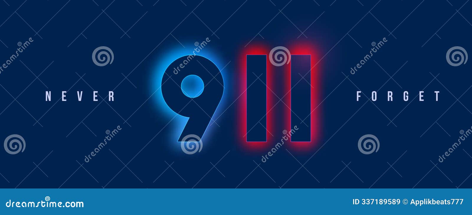 9/11 Remembrance Banner With Glowing Numbers And Solemn Slogan Cartoon ...