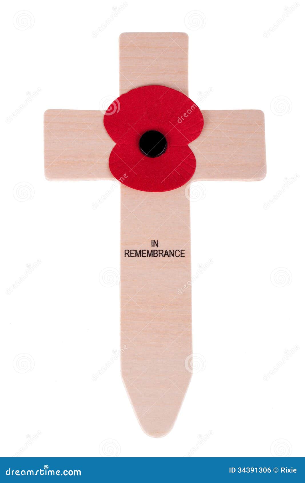 Remembrance Day Cross with Poppy Stock Photo - Image of memory ...