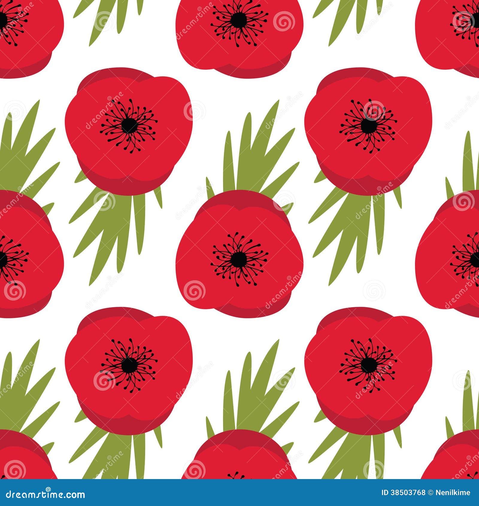 Remembrance Day, Seamless Pattern with Red Poppies Stock Vector ...