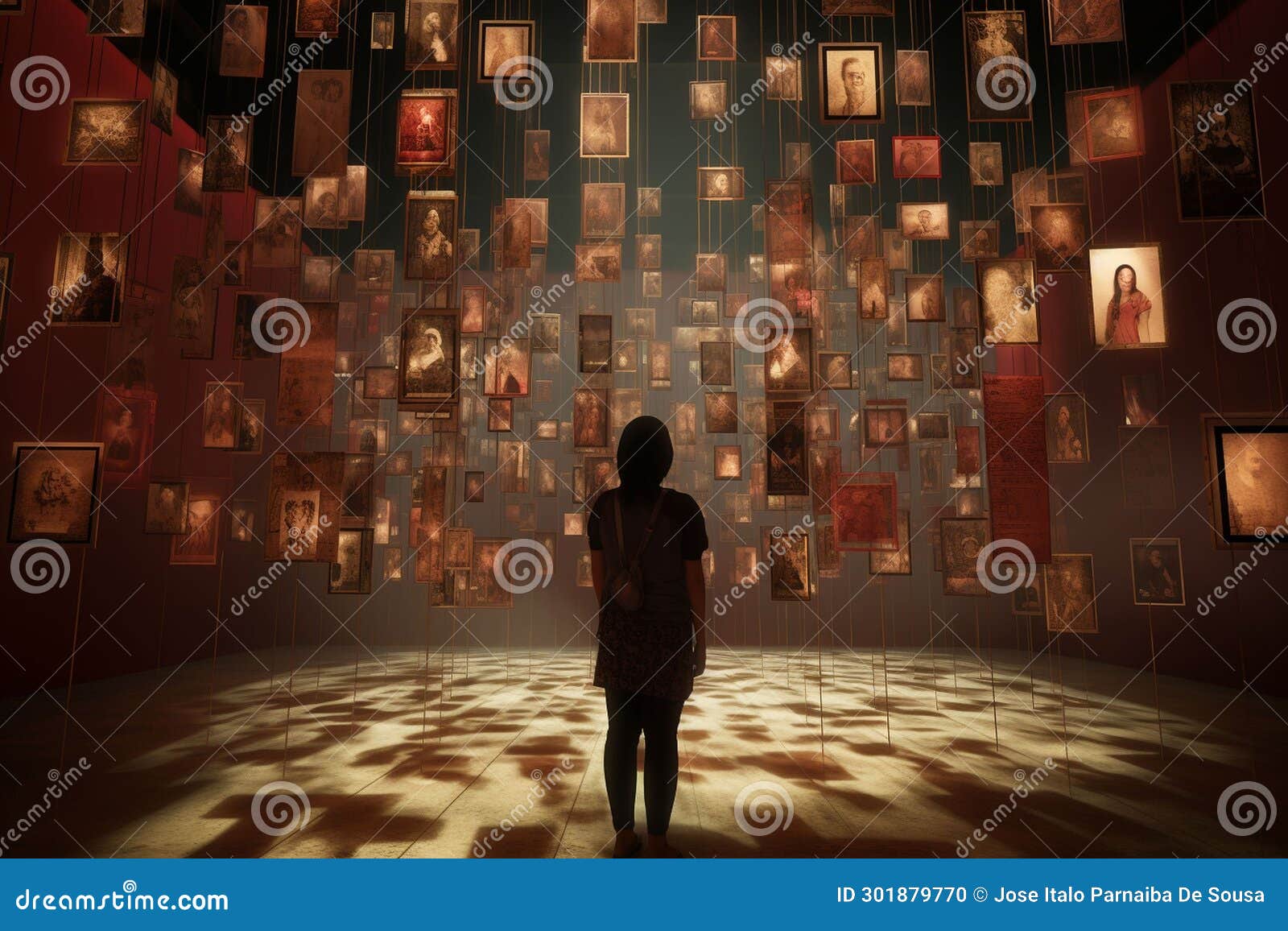 Remembrance Installation with Hanging Photos and Stock Illustration ...