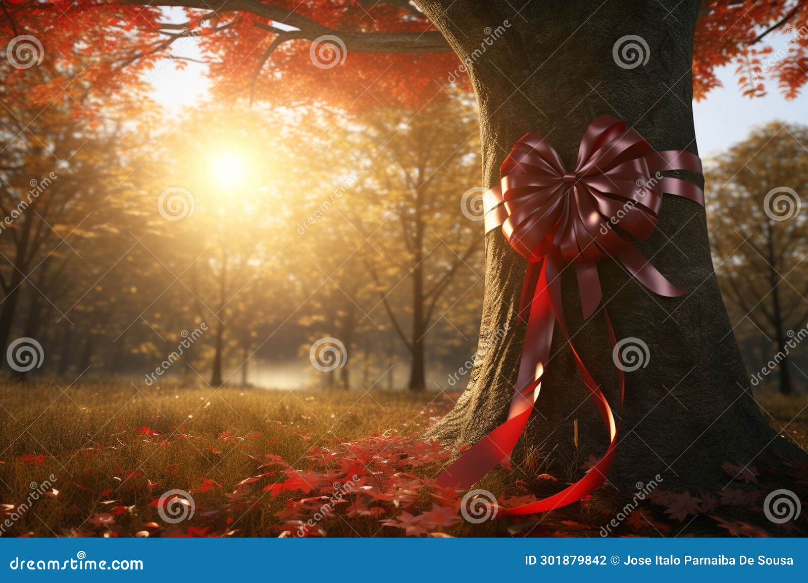 Remembrance Ribbon Tied Around a Tree a Stock Illustration ...