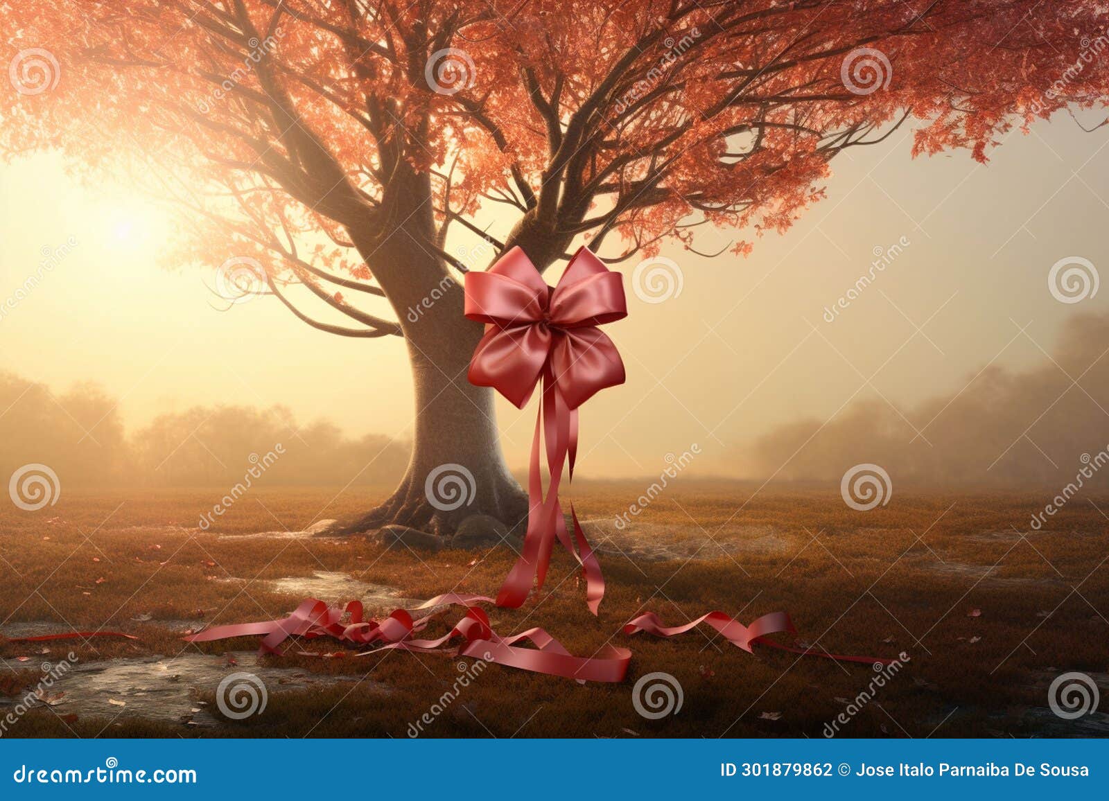 Remembrance Ribbon Tied Around a Tree a Stock Illustration ...