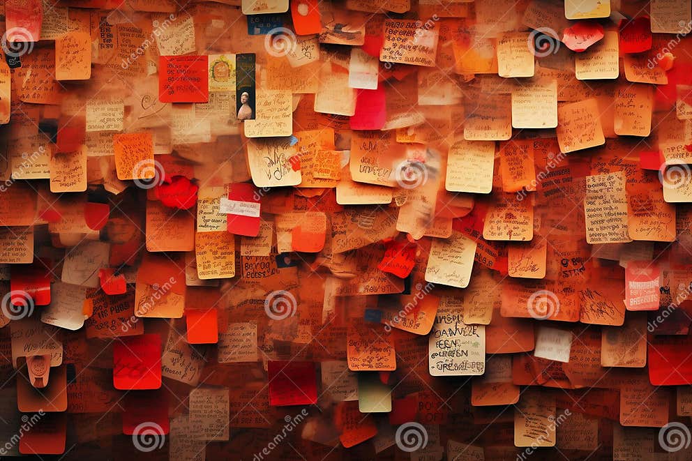 Remembrance Wall of Handwritten Notes a Poignant Stock Illustration ...