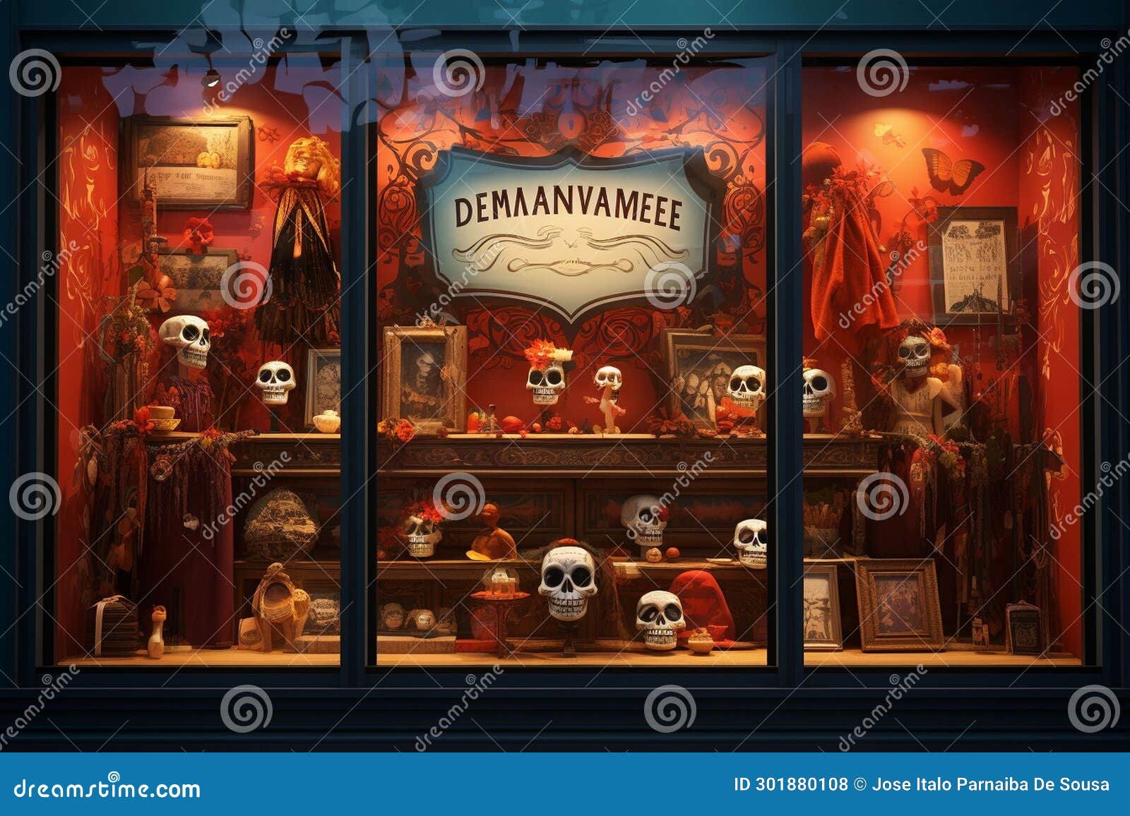 Remembrance Window Display with Day of the Dead Stock Illustration ...