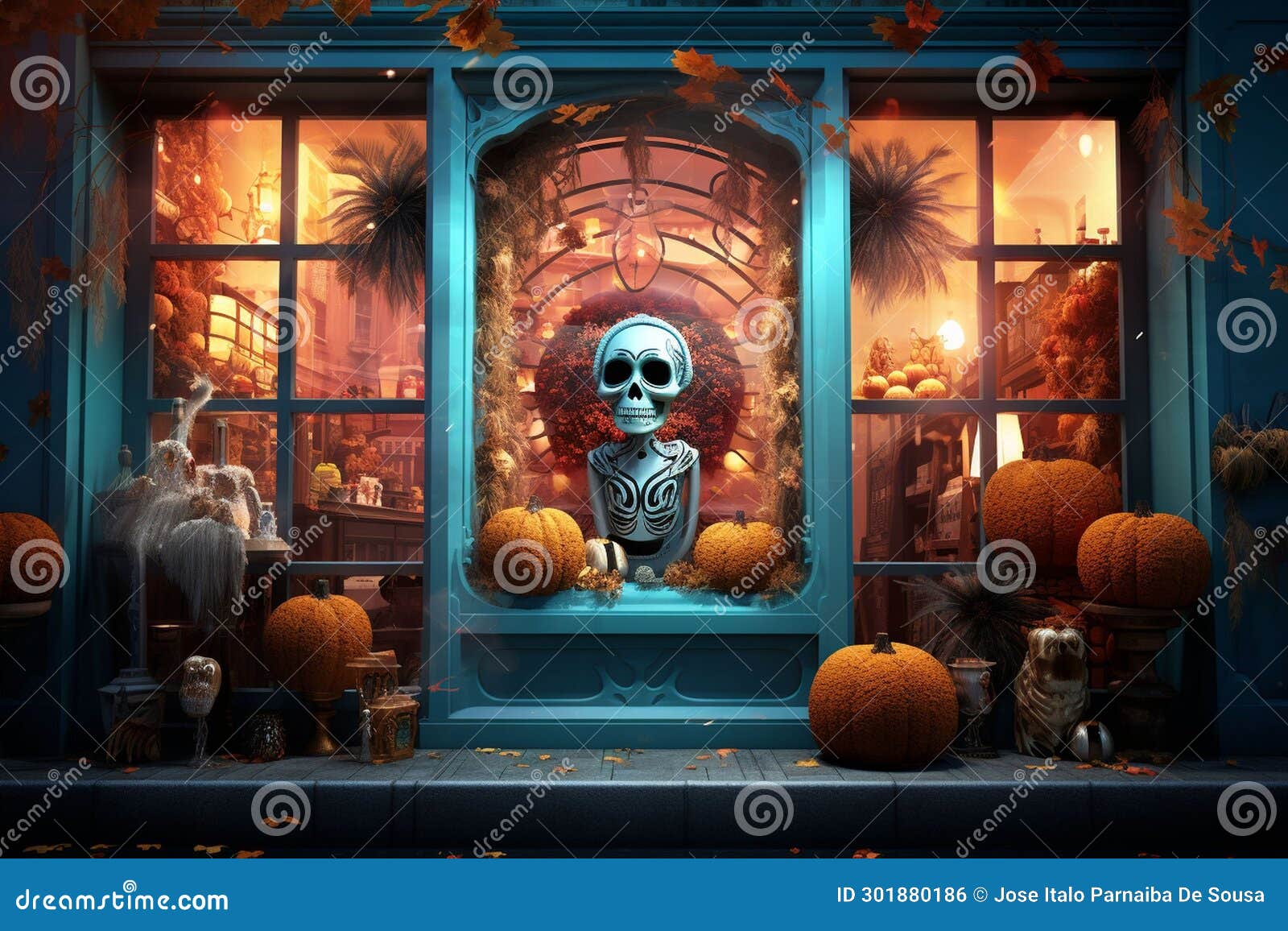 Remembrance Window Display with Day of the Dead Stock Illustration ...