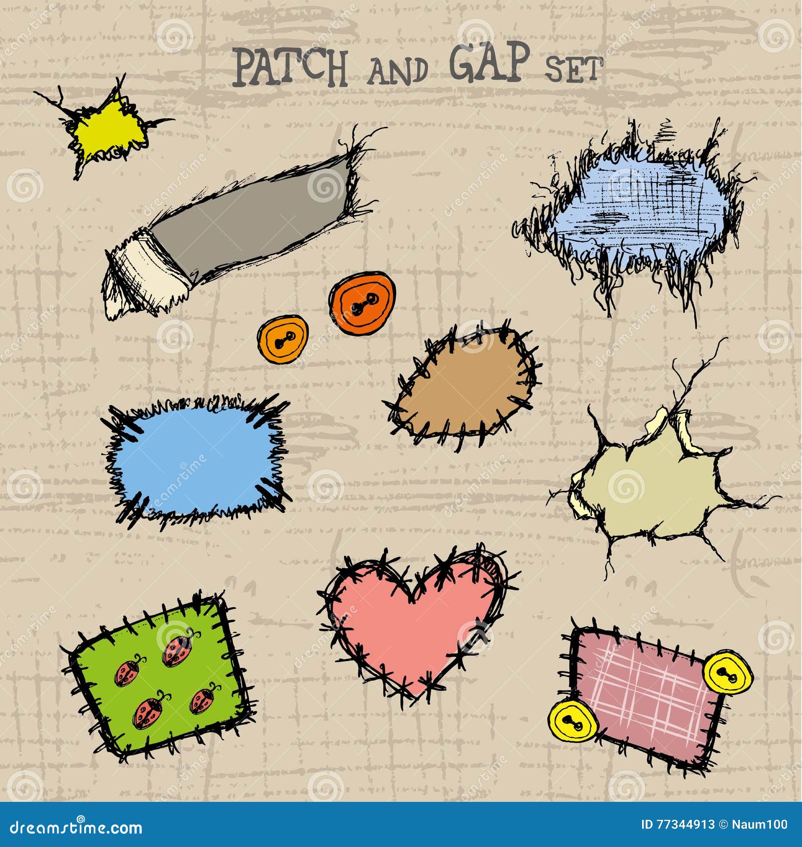 Remiendos dibujados mano stock de ilustración. Ilustración de acolchado ...