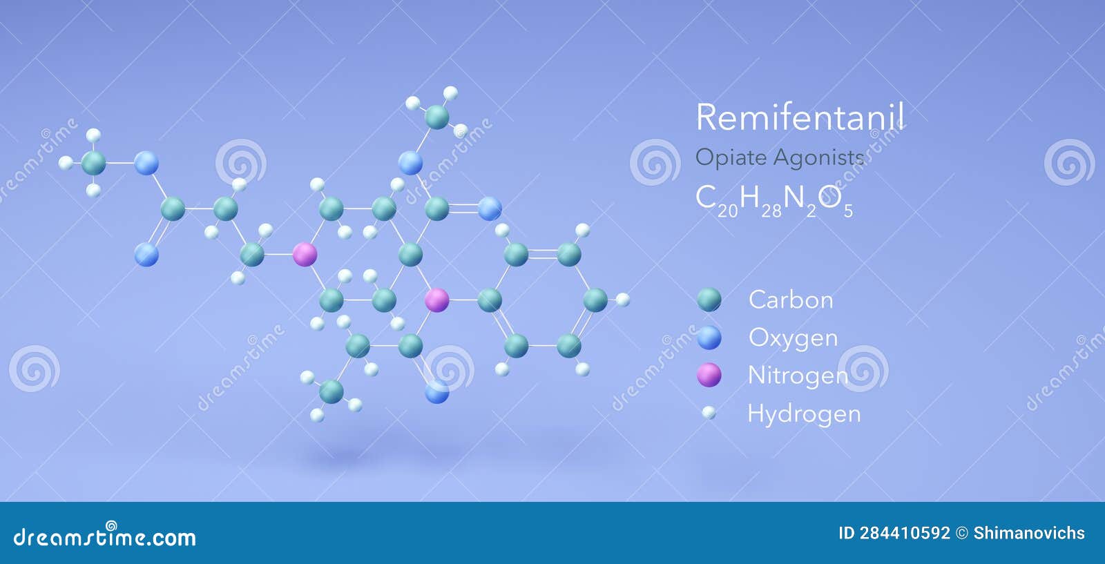 Remifentanil Molecule, Molecular Structures, Opiate Agonists, 3d Model ...