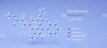 Remifentanil Molecule, Molecular Structures, Opiate Agonists, 3d Model ...
