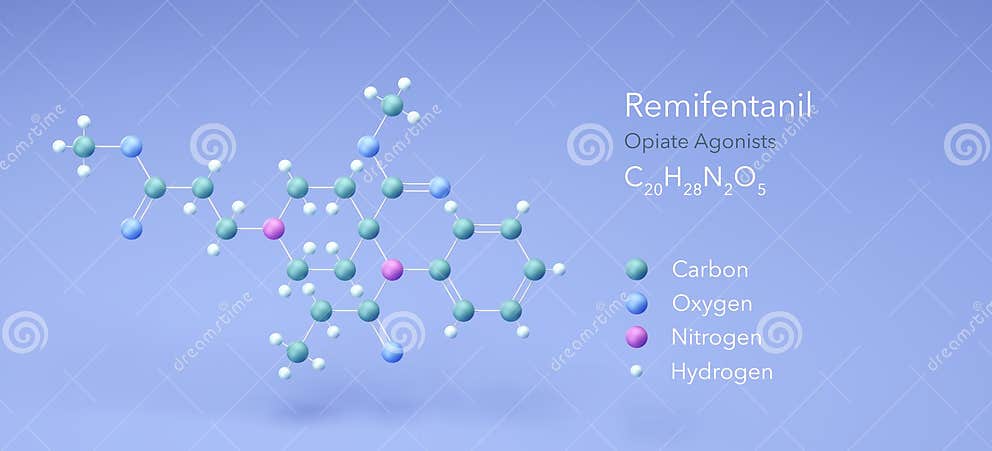 Remifentanil Molecule, Molecular Structures, Opiate Agonists, 3d Model ...