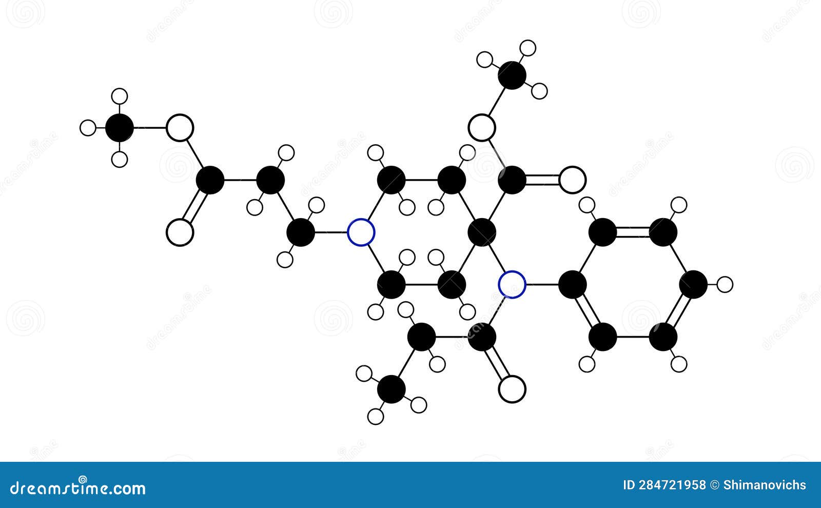 Remifentanil Molecule, Structural Chemical Formula, Ball-and-stick ...