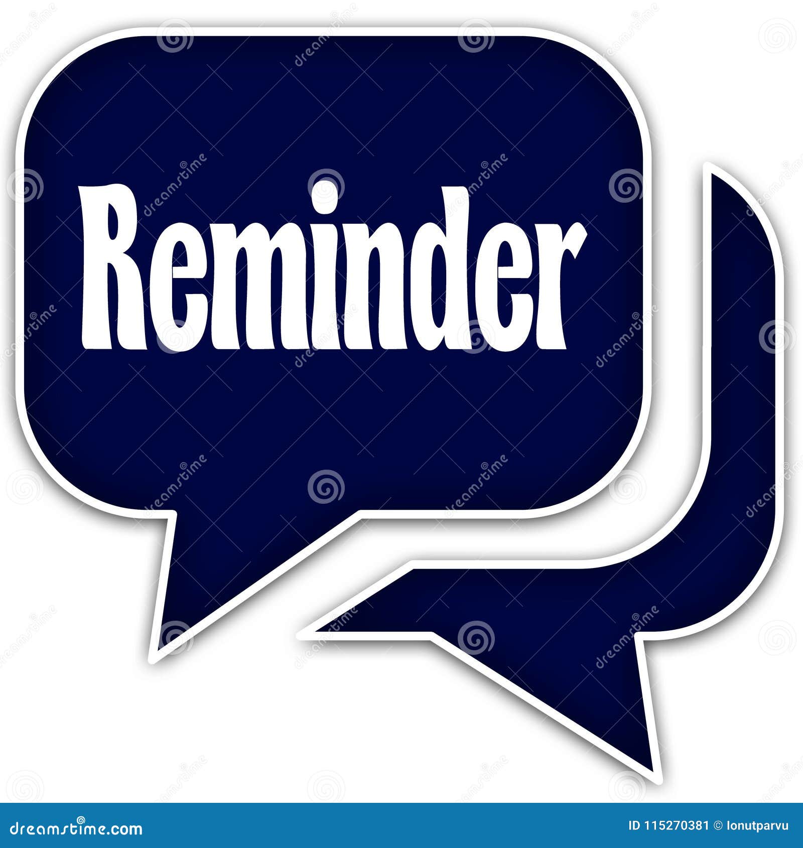 REMINDER on Blue Dialogue Bubbles. Isolated on White Background Stock ...