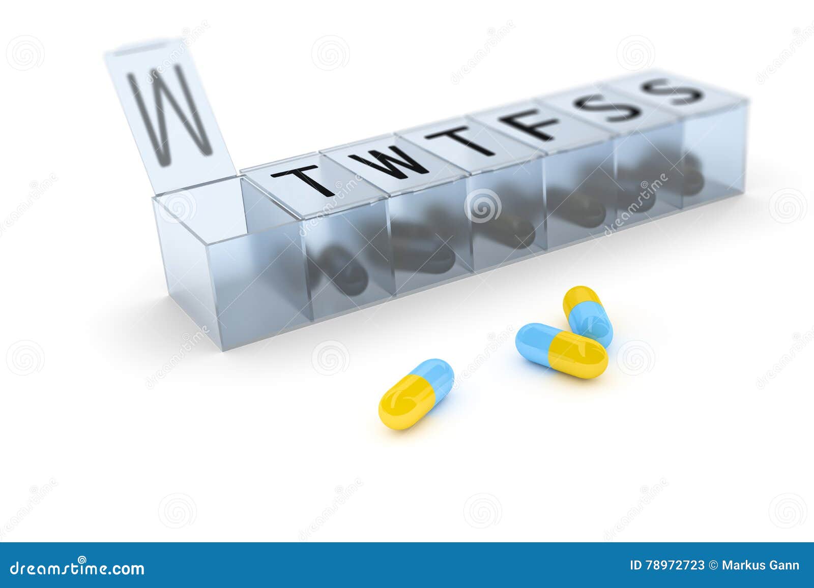 Reminder box for pills stock illustration. Illustration of blue - 78972723