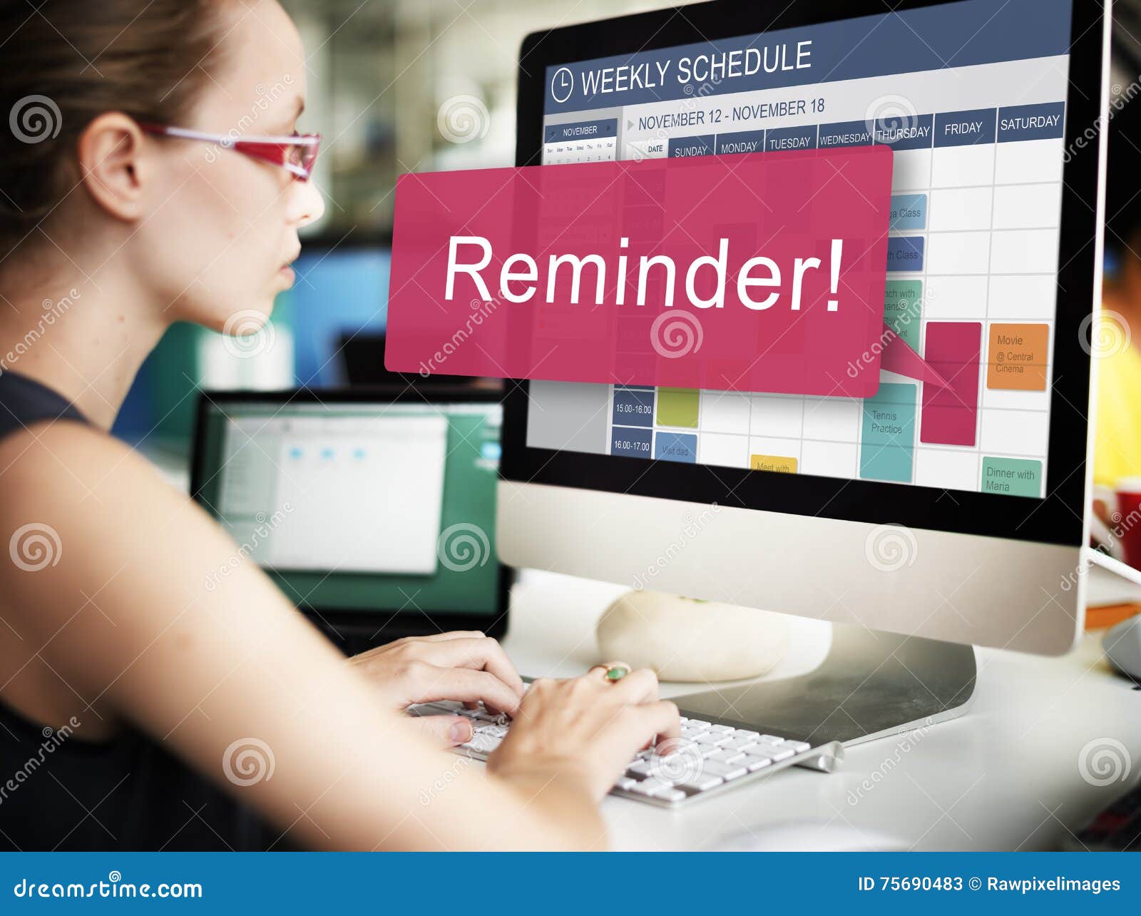 Reminder Calendar Events Memo Note Planner Concept Stock Image - Image ...