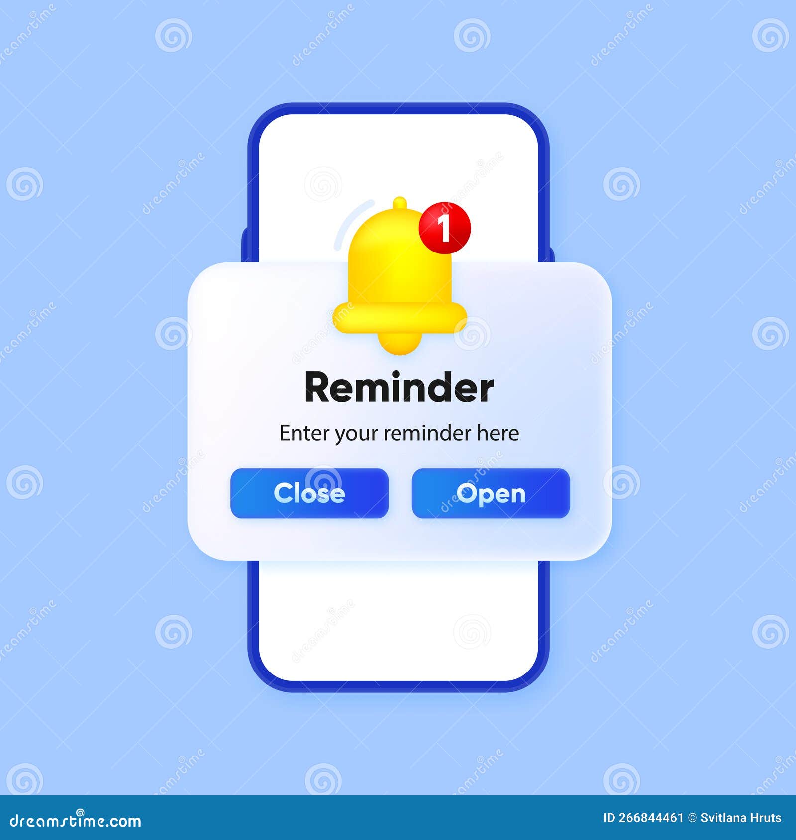Reminder in 3D Design. Notifications Page. Business Planning ,events ...