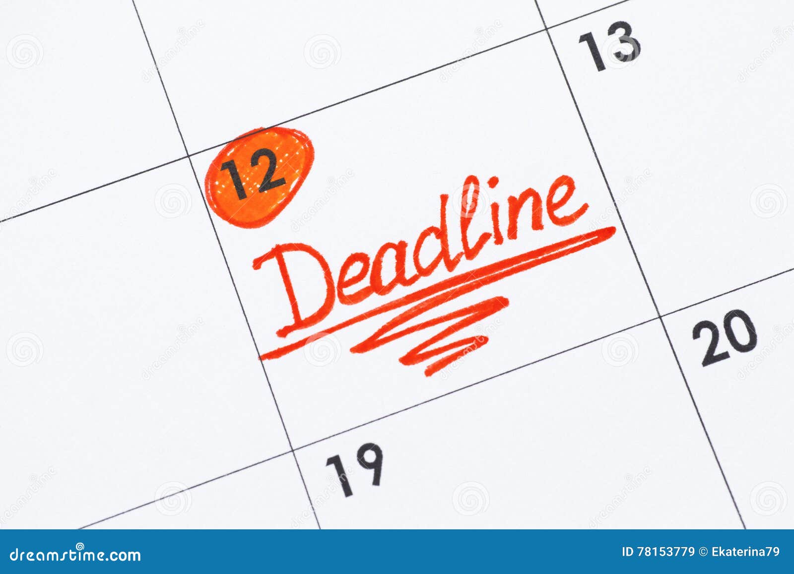 Reminder Deadline in Calendar Stock Image - Image of limit, word: 78153779