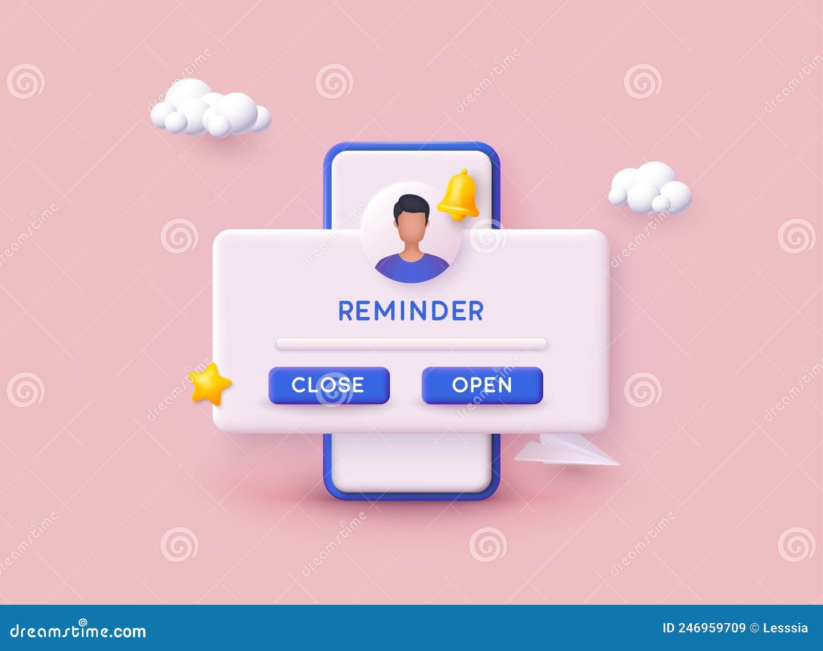 Reminder Illustration, Page with Floating Elements. Notifications. Web ...