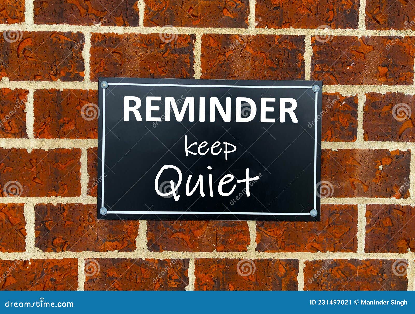 Reminder keep quiet. stock illustration. Illustration of brown - 231497021