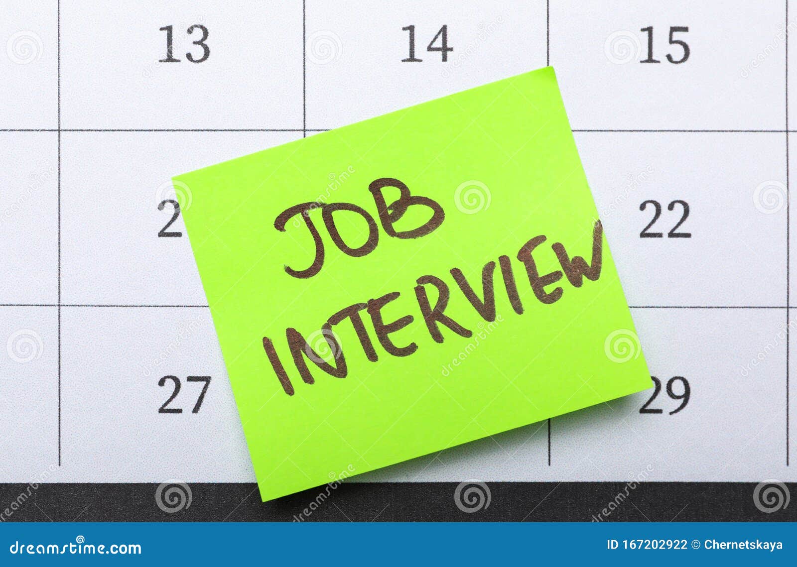 Reminder Note about Job Interview on Calendar Stock Photo - Image of ...