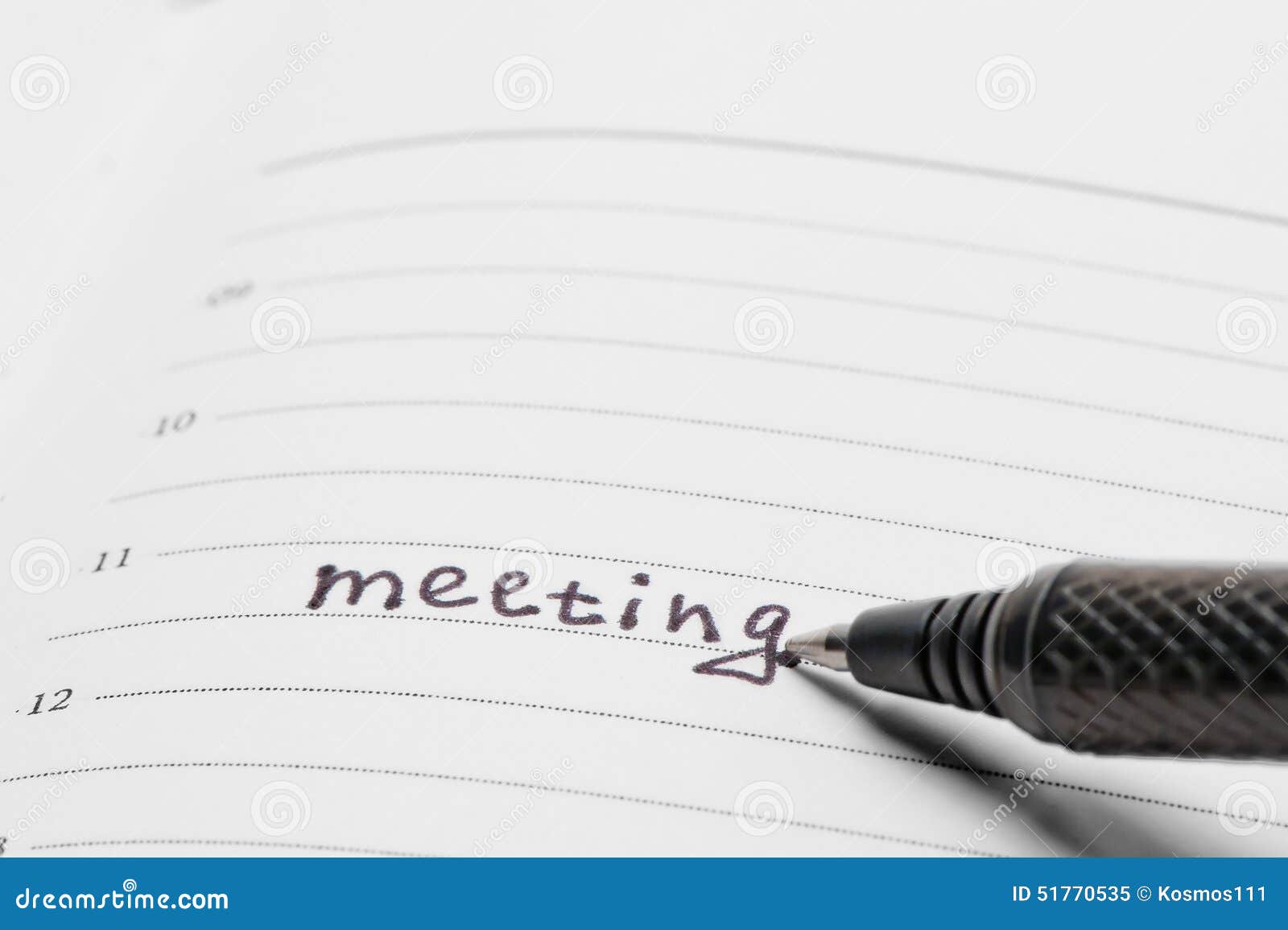 Reminder in the Notebook of an Important Meeting Stock Image - Image of ...