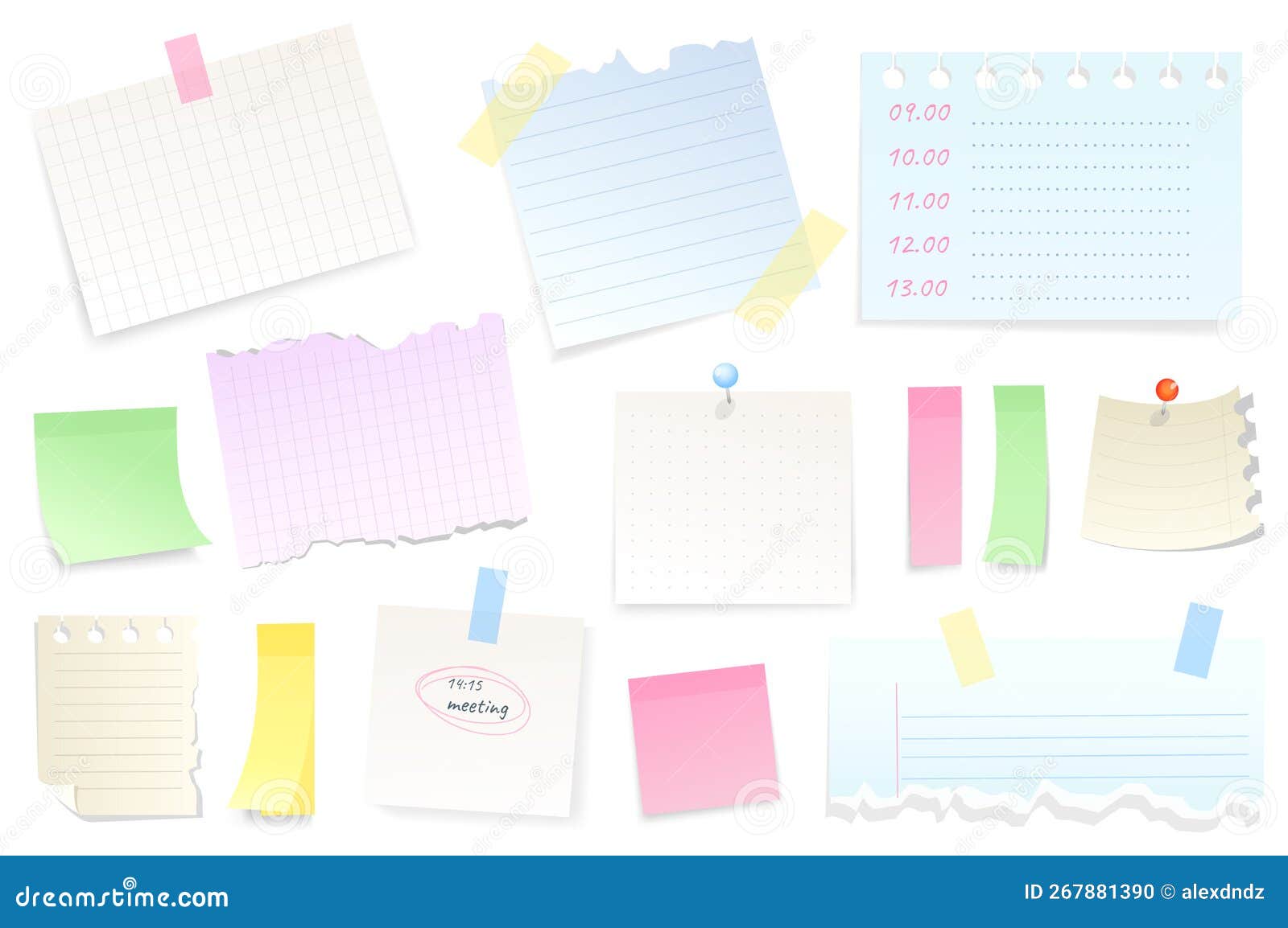 Reminder Notepad Sheets Set Graphic Elements in Flat Design Stock ...